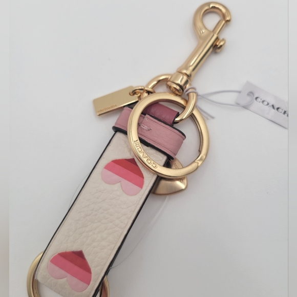 Coach | Accessories | Nwt Coach Trigger Snap Bag Charm Stripe Heart Key ...